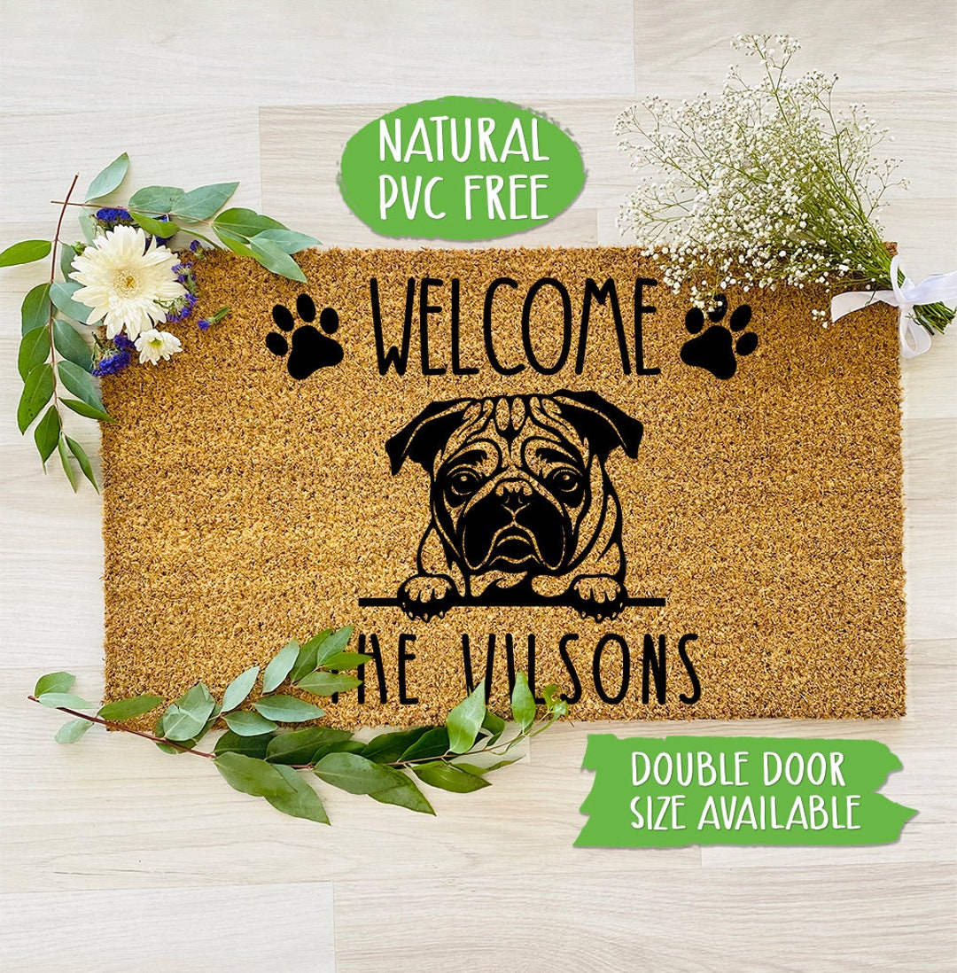 Welcome Bulldog Paw Personalized Family Name Doormat Funny Dog Welcome ...