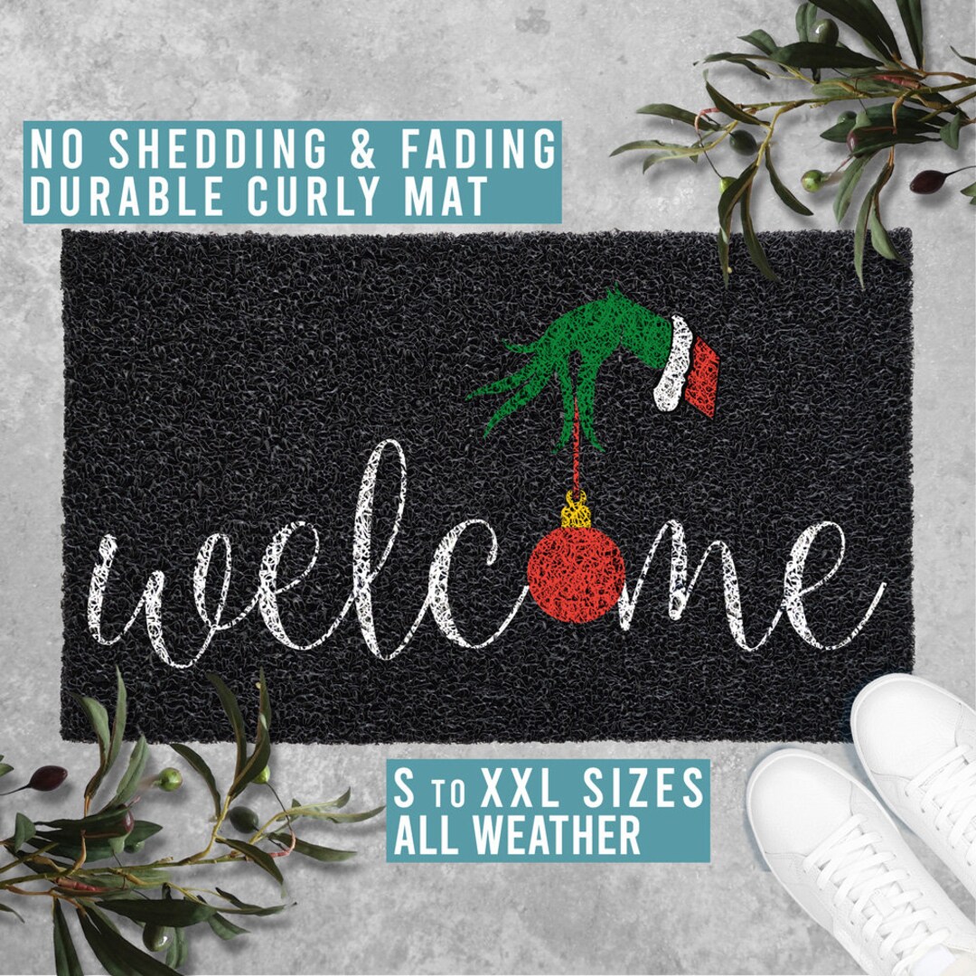 Welcome the Grinch Doormat, Merry Grinchmas Christmas Doormat, Funny ...