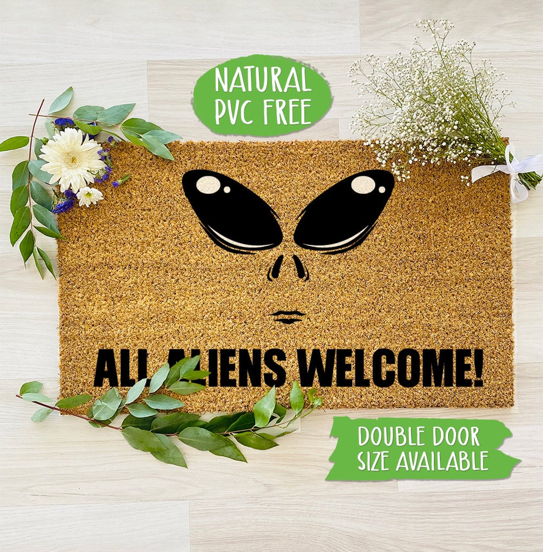 All Aliens Welcome Doormat Space UFO Nasa Area 51 Decor Welcome Mat ...