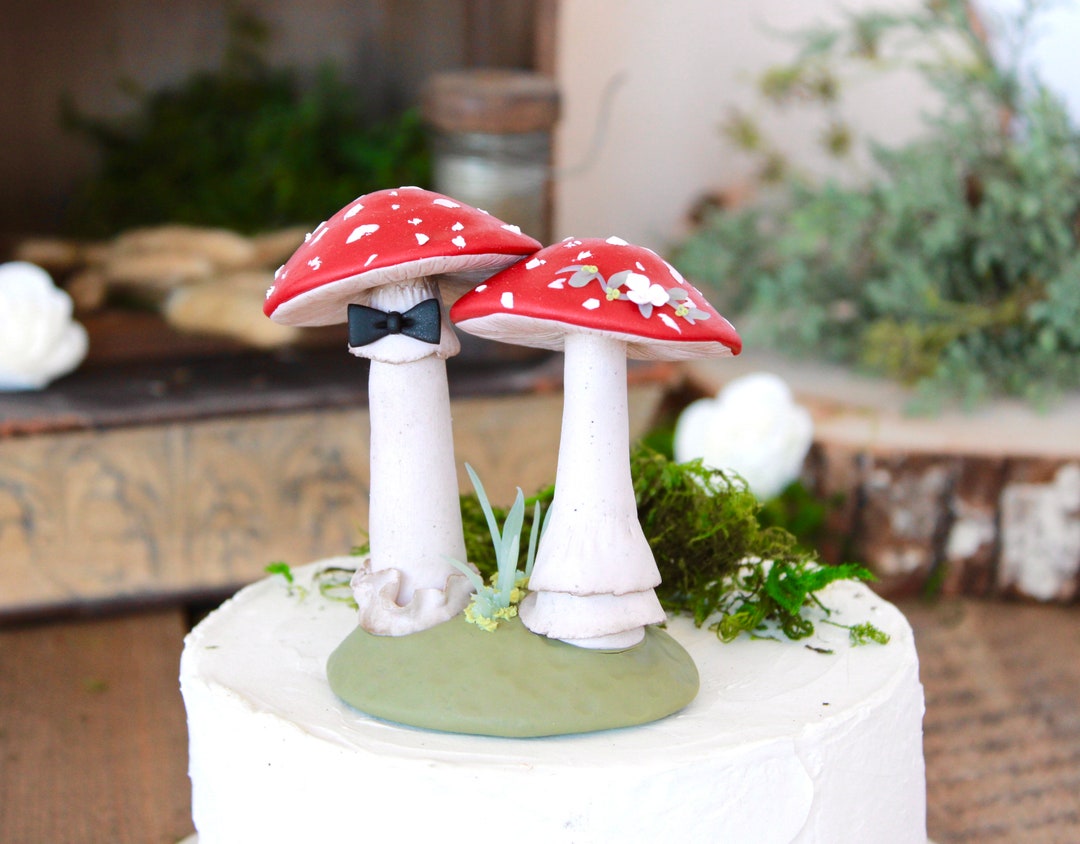 Mushroom Wedding Cake Topper - Mushroom Couple - Fly Agaric Topper ...