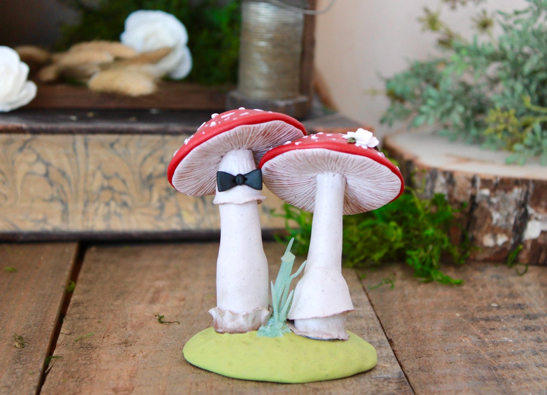 Mushroom Wedding Cake Topper Mushroom Couple Fly Agaric Topper Mushroom ...