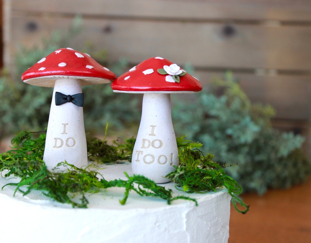 Mushroom Wedding Cake Topper - Mushroom Couple - Fly Agaric Topper ...