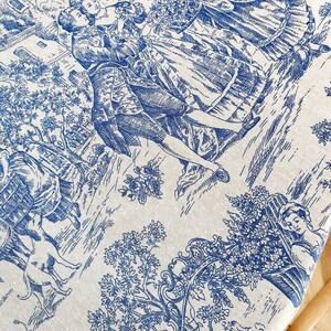 Toile Table Runner Blue Table Runner Rustic Table Runner | Etsy