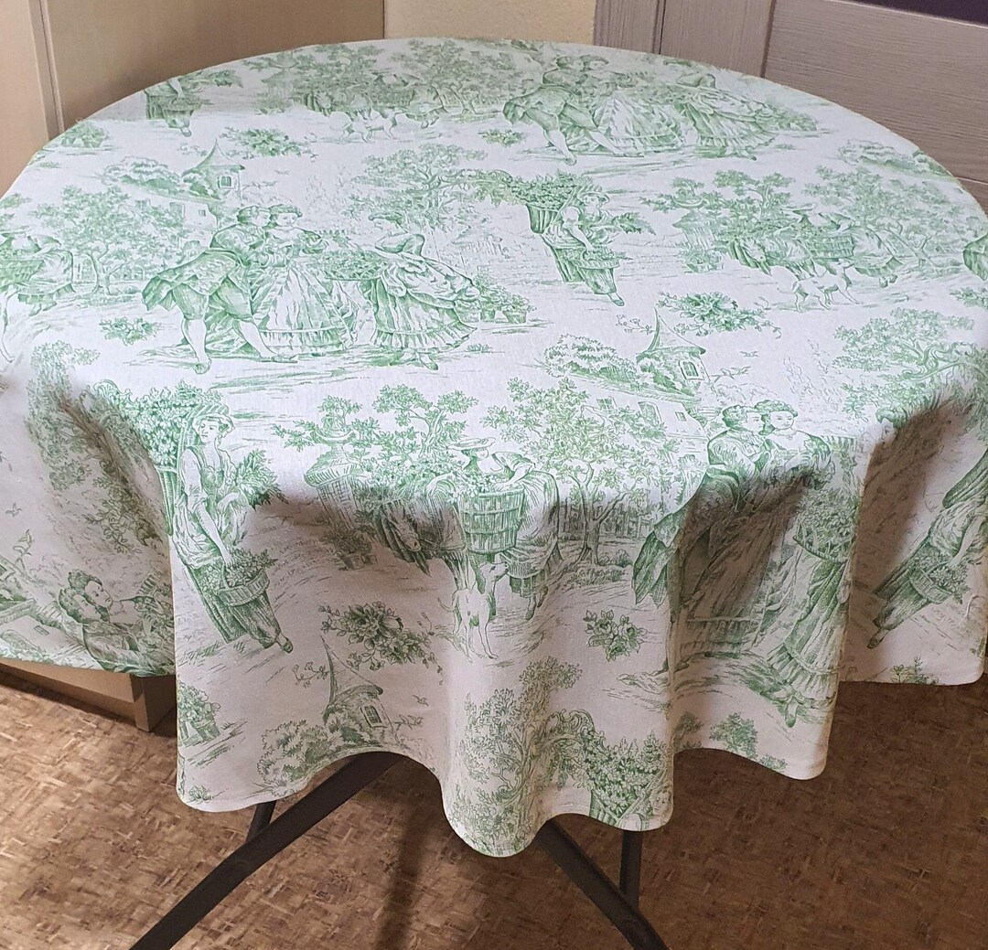 Toile Green Tablecloth Custom Tablecloth Cotton Tablecloth Oval Toile ...