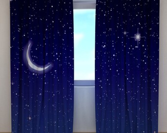 Mauve Moons Curtain Panel Speckled Moon Phases by - Etsy