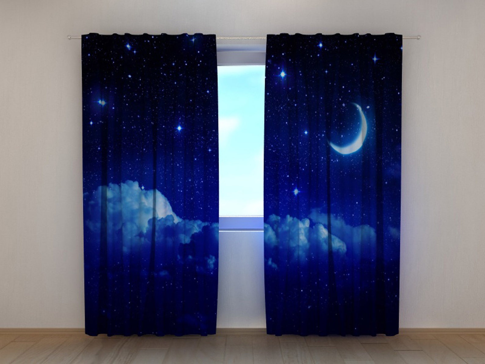 Window Curtains Starry Moon Curtains Blackout Curtains Custom Curtains ...