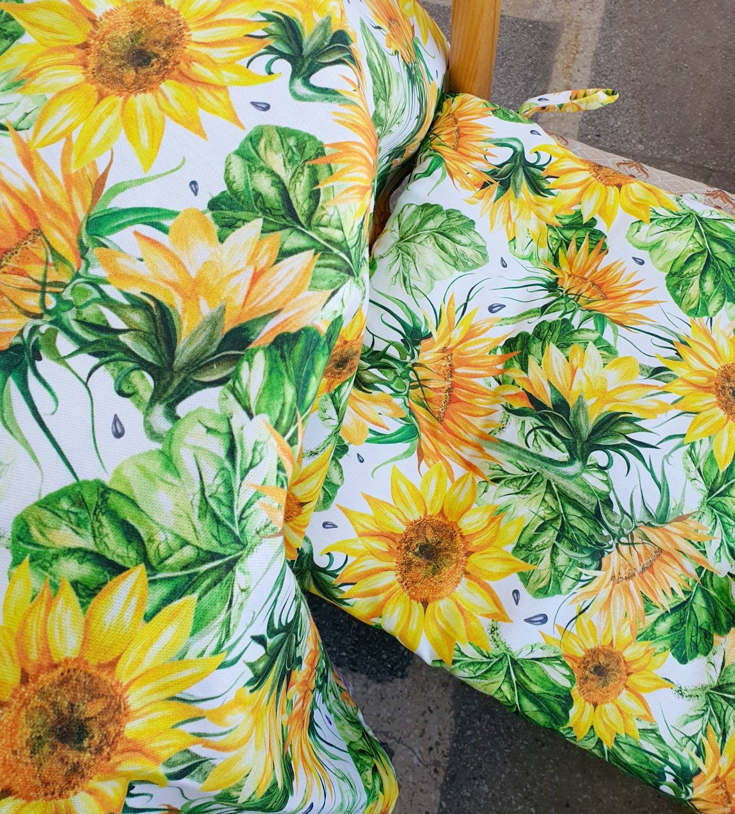 Dining Chair Pads With Ties Sunflower Chair Pads Floral Chair Pads ...