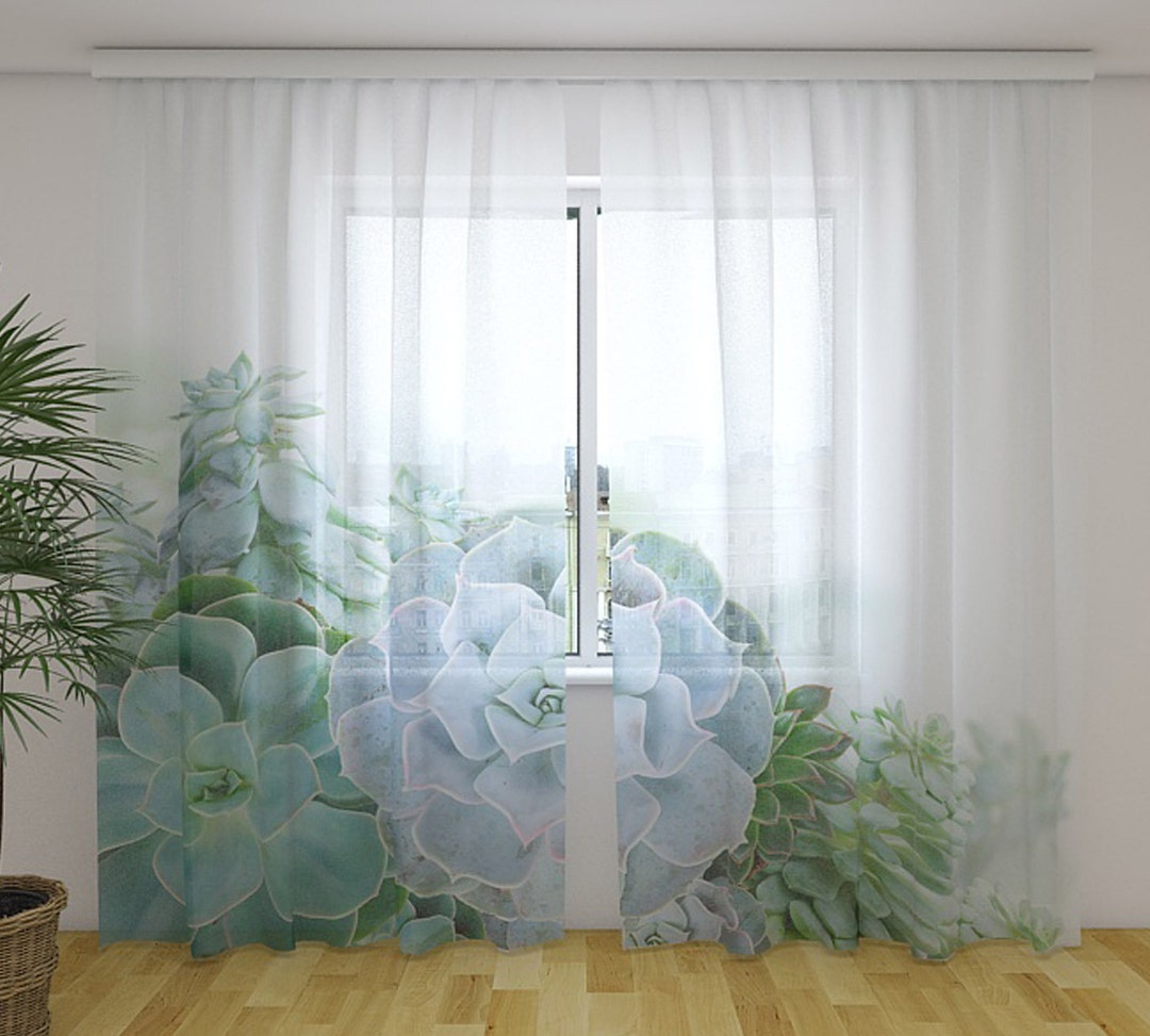 Succulent Sheer Curtains Custom Curtains Window Curtains - Etsy