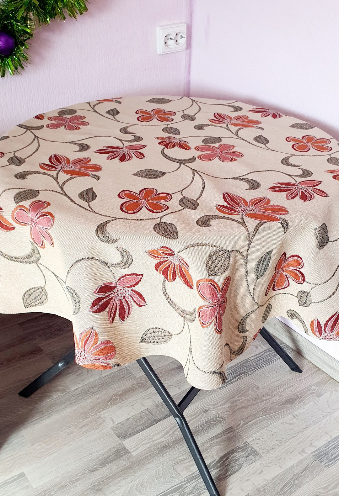Woven Tablecloth Terracotta Color Round Tablecloth Oval Tablecloth ...