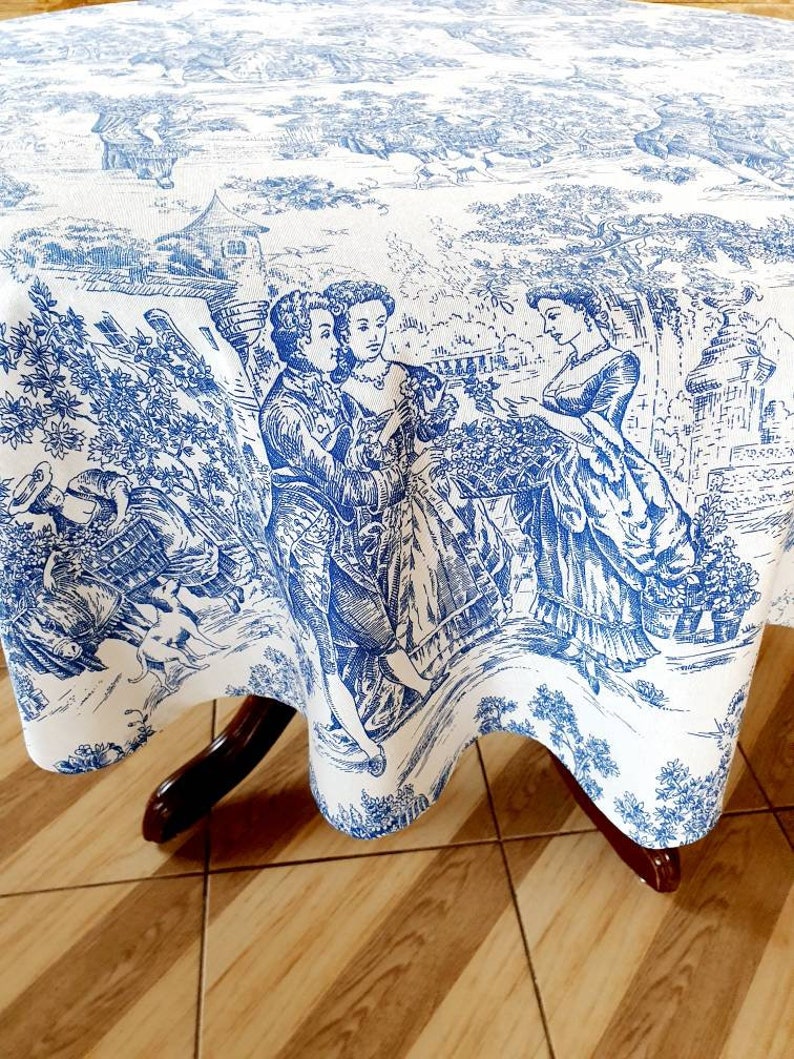 Toile tablecloth Custom tablecloth Blue tablecloth | Etsy