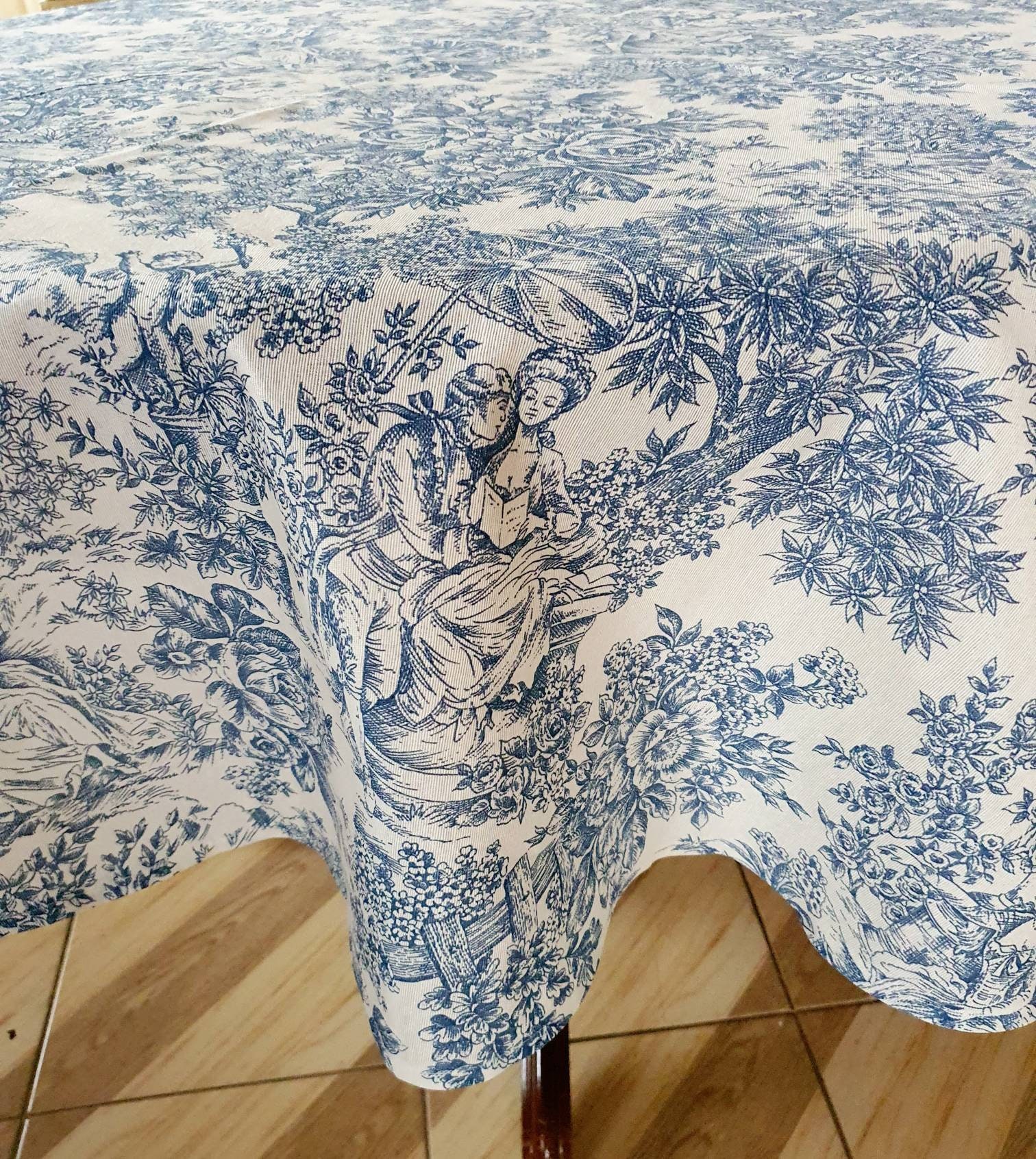 Toile Tablecloth Custom Tablecloth Blue Tablecloth - Etsy UK