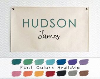 Baby Name Flag, Custom Name Banner, Nursery Name Sign, Linen Look ...