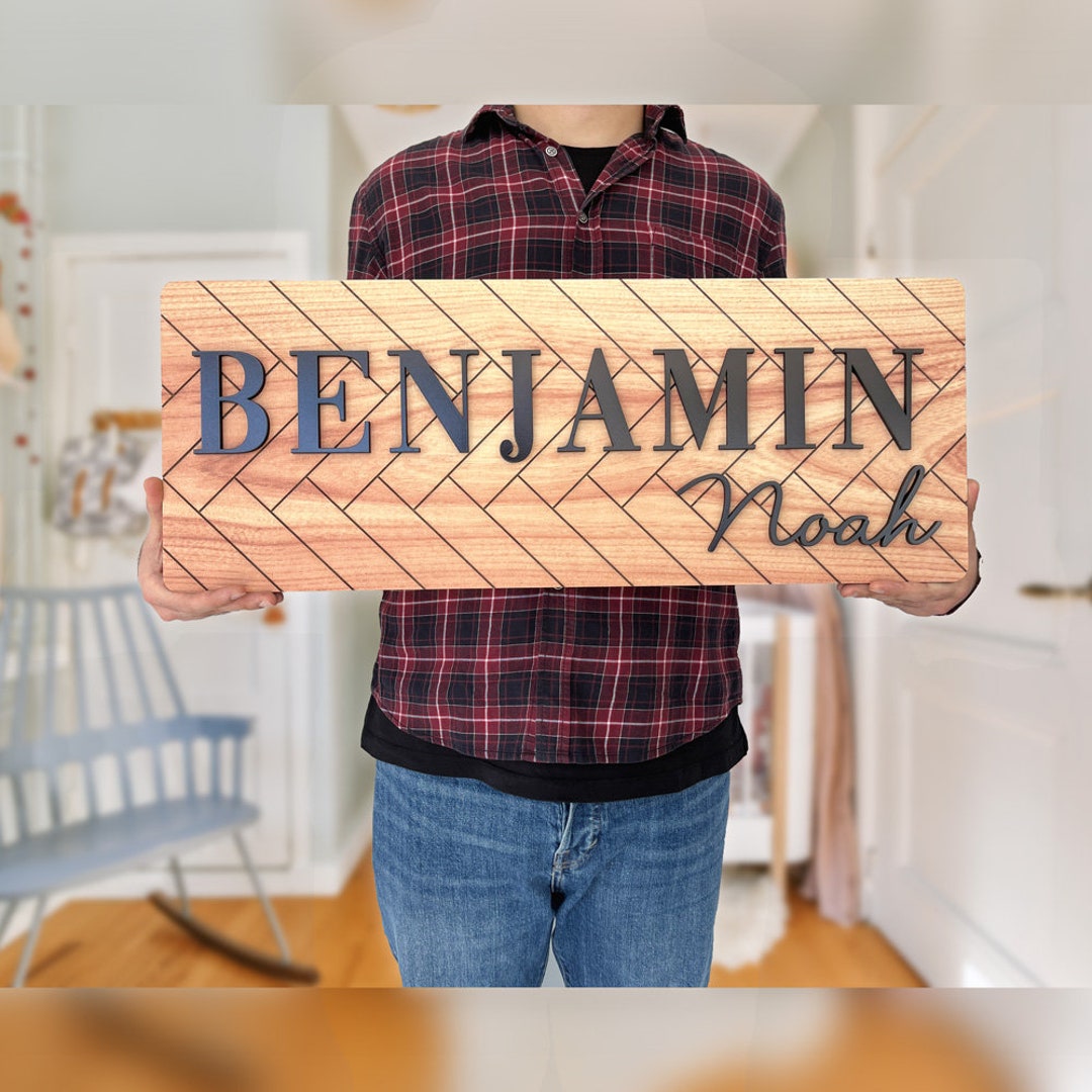 Wooden Baby Name Sign, 3D Raised Letters, Colors & Engraving Styles ...