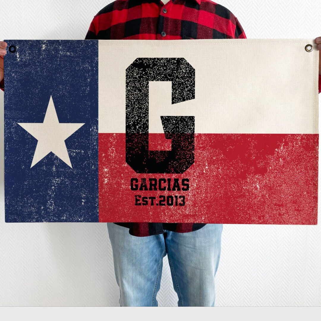 Texan Family Name Canvas Flag, Custom Family Name Sign Banner, Easy ...