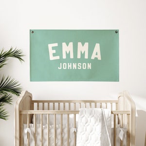 Baby Name Flag, Custom Name Banner, Nursery Name Sign, Linen Look ...