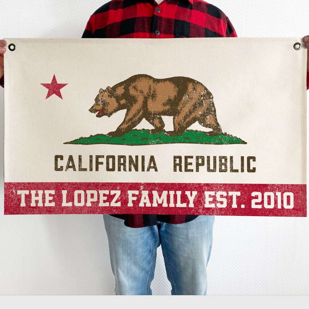 Californian Family Name Canvas Flag, Custom Name Sign Banner, Easy ...