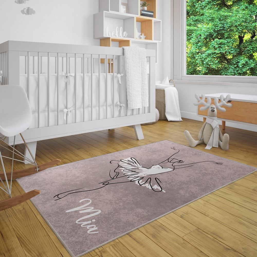 Personalized Nursery Rug Baby Girl Gift Ballerina Bedroom Rug | Etsy