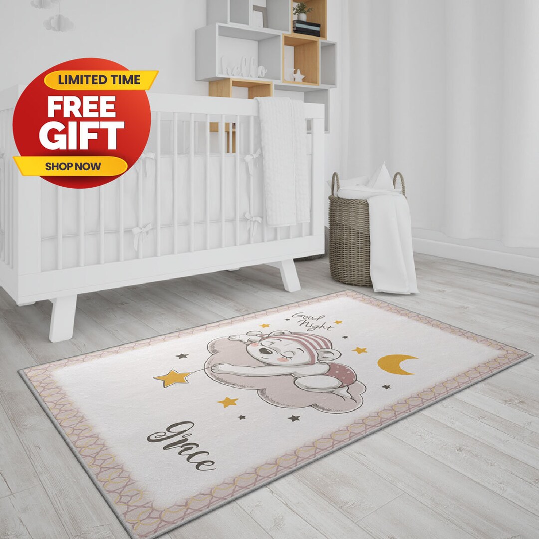 Personalized Nursery Rug Baby Girl Baby Boy Gift Bedroom Rug Play Mat ...