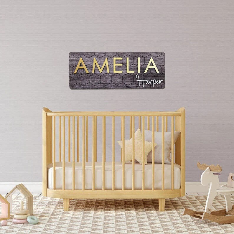 Wooden Name Sign 3D Raised Letters Engraving & Color Styles - Etsy