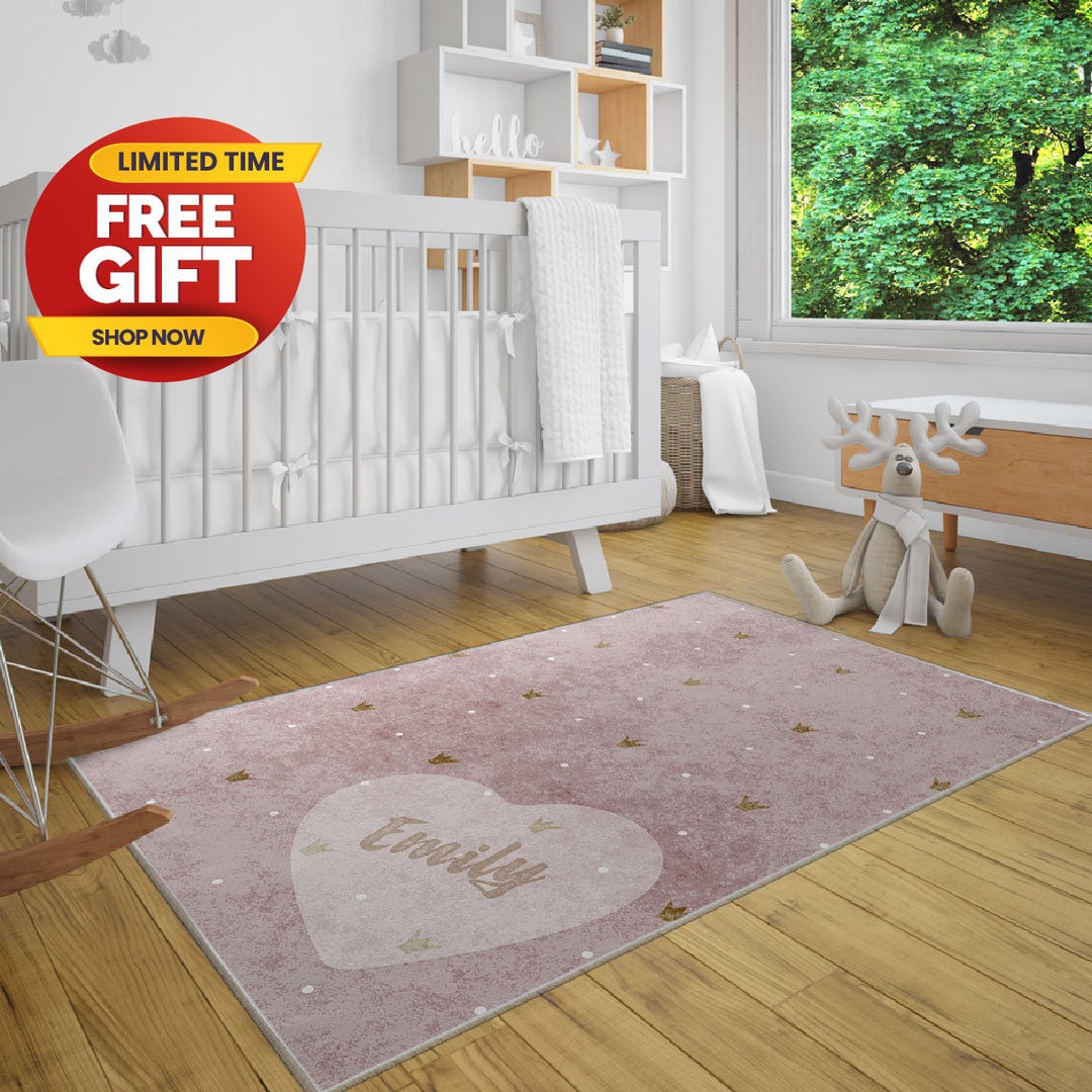 Personalized Nursery Rug Monogrammed Kids Boho Rug Stars Girl Boy Gift ...