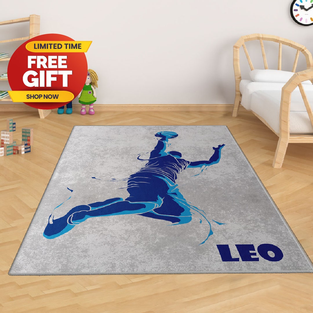 Personalized Kid Rug Nursery Rug Basketball Boy Gift Bedroom Rug Play ...