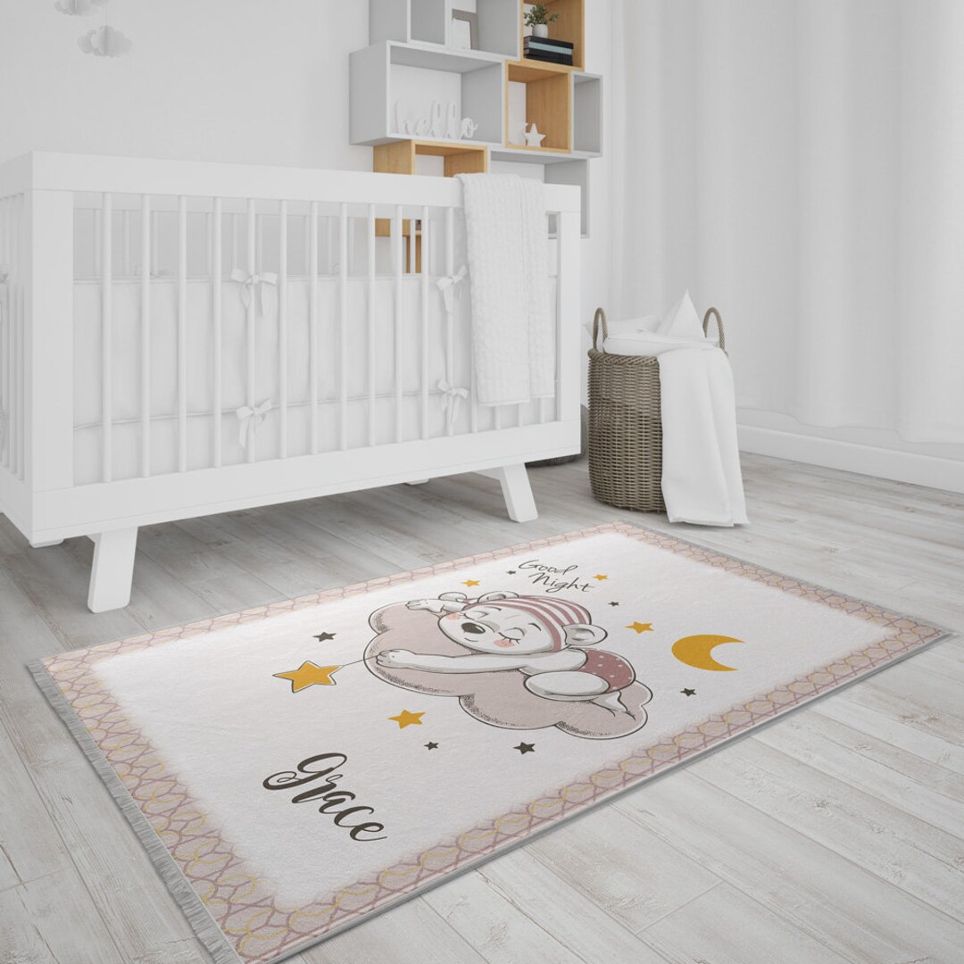 Personalized Nursery Rug Baby Girl Baby Boy Gift Bedroom Rug Play Mat ...