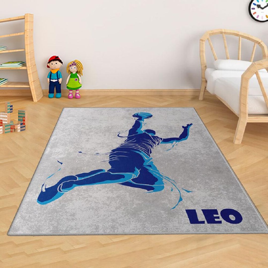 Personalized Kid Rug Nursery Rug Basketball Boy Gift Bedroom Rug Play ...