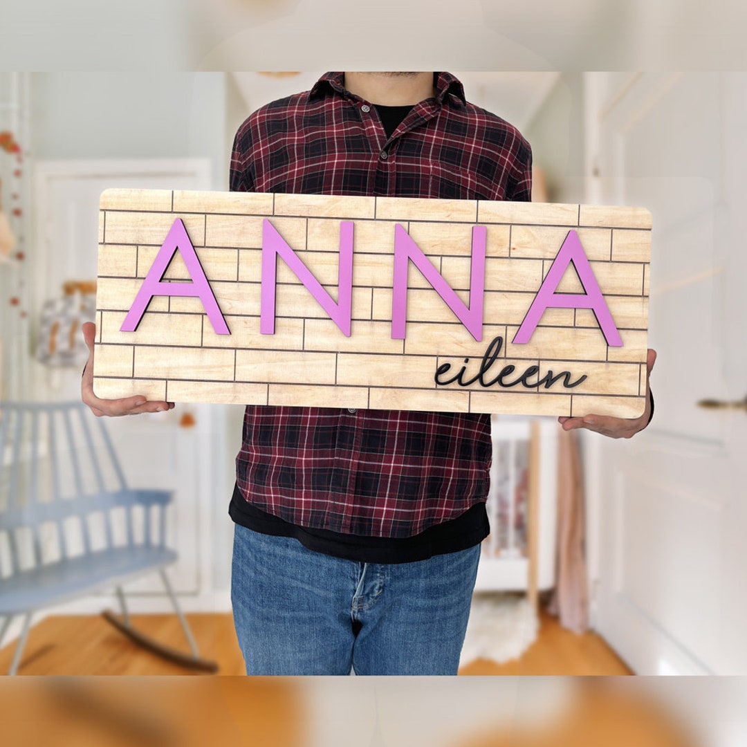 Wooden Baby Name Sign, 3D Raised Letters, Colors & Engraving Styles ...