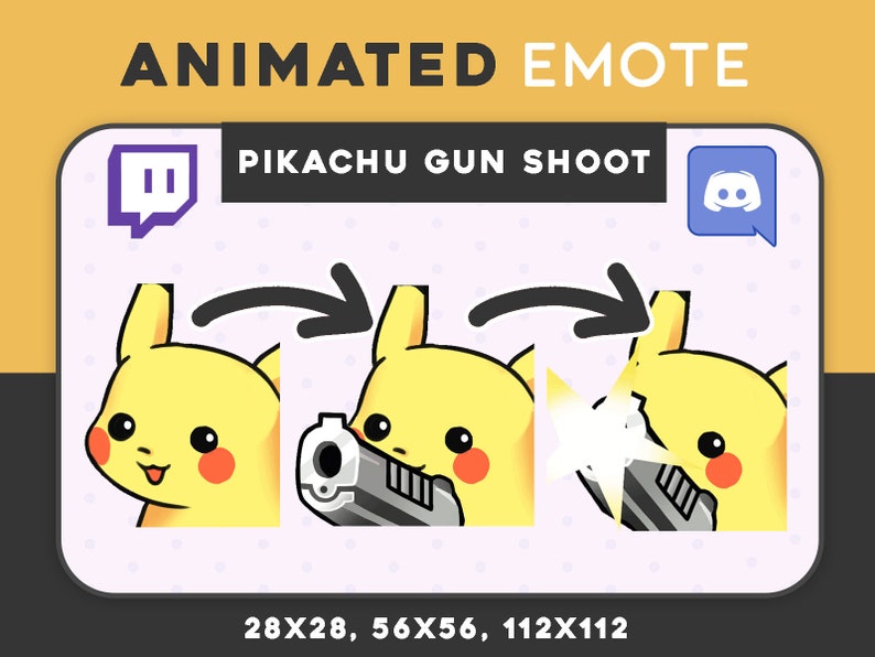 ANIMATED PIKACHU GUN Emote / Angry Pikachu / Funny Twitch or Discord ...