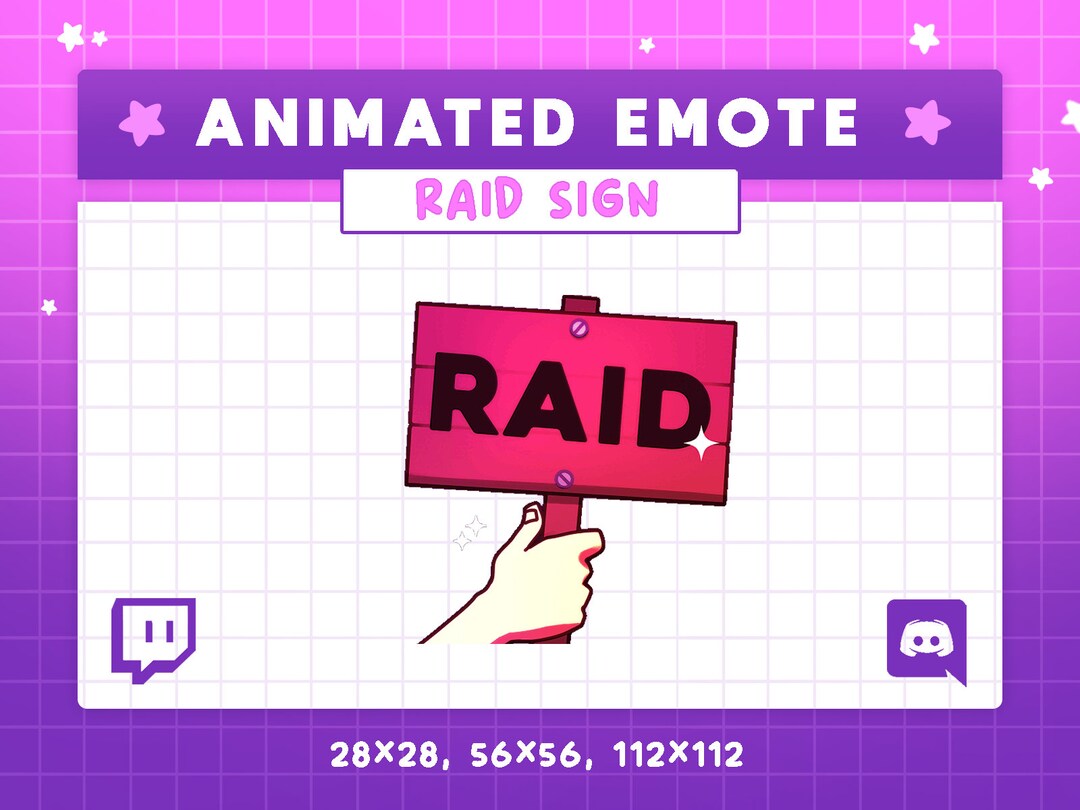 Animated + Static Pink Raid Sign Emote, Twitch Emote, Streaming Raids ...
