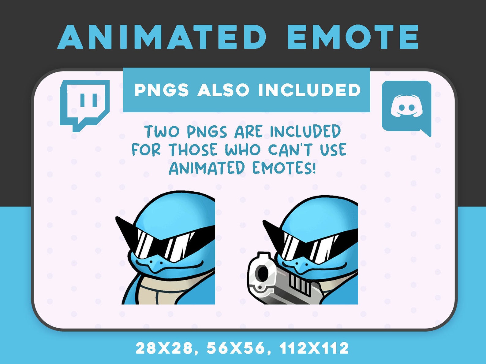 ANIMATED SQUIRTLE GUN Emote / Angry Cute Chibi / Funny Twitch, Discord ...