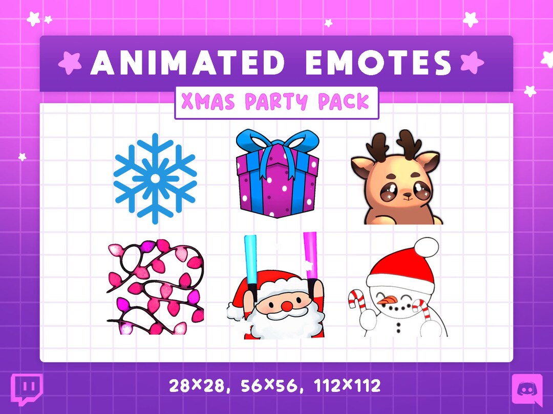 Christmas Party Pack, ANIMATED EMOTES, Rainbow Rave, Twitch Emotes ...