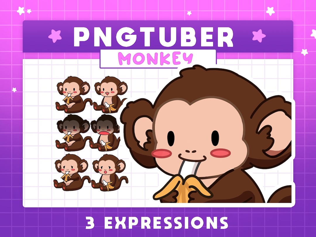Pngtuber Monkey, Cute Monkey Vtuber for OBS Streamlabs, Ready to Use ...