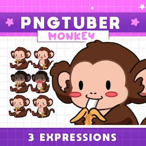 Pngtuber Monkey, Cute Monkey Vtuber for OBS Streamlabs, Ready to Use ...