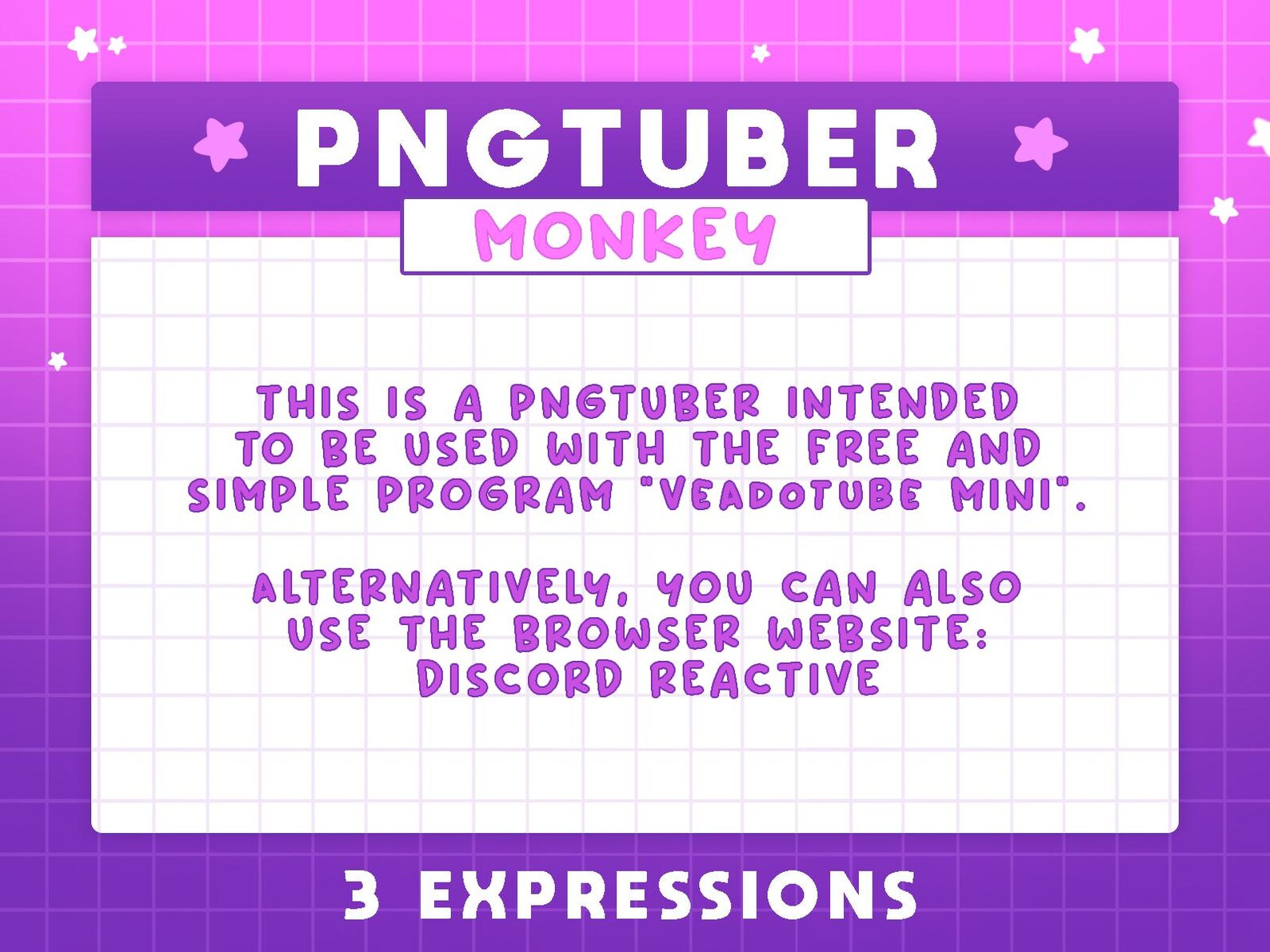 Pngtuber Monkey, Cute Monkey Vtuber for OBS Streamlabs, Ready to Use ...