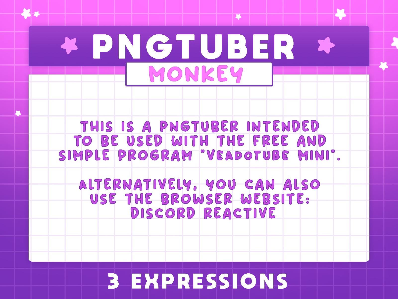 Pngtuber Monkey, Cute Monkey Vtuber for OBS Streamlabs, Ready to Use ...