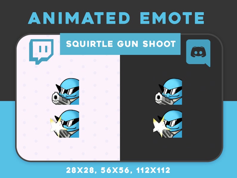 ANIMATED SQUIRTLE GUN Emote / Angry Cute Chibi / Funny Twitch, Discord ...