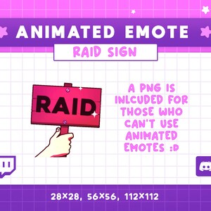 Animated + Static Pink Raid Sign Emote, Twitch Emote, Streaming Raids ...