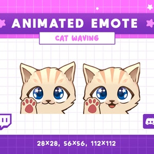Animated Emote Cat Waving, Hello Cat, Cute Cat, Funny Discord Emotes ...