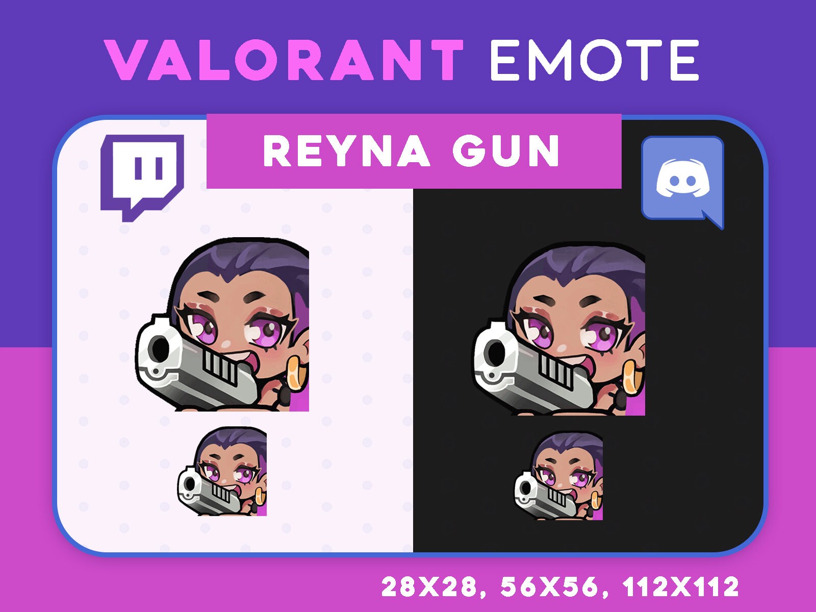 Reyna Emote Gun Valorant Discord Twitch Youtube Emotes - Etsy