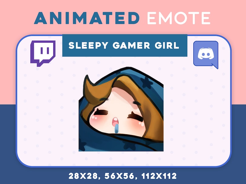 Animated Emote SLEEPY GAMER GIRL in Blanket With Drool Twitch Emote ...
