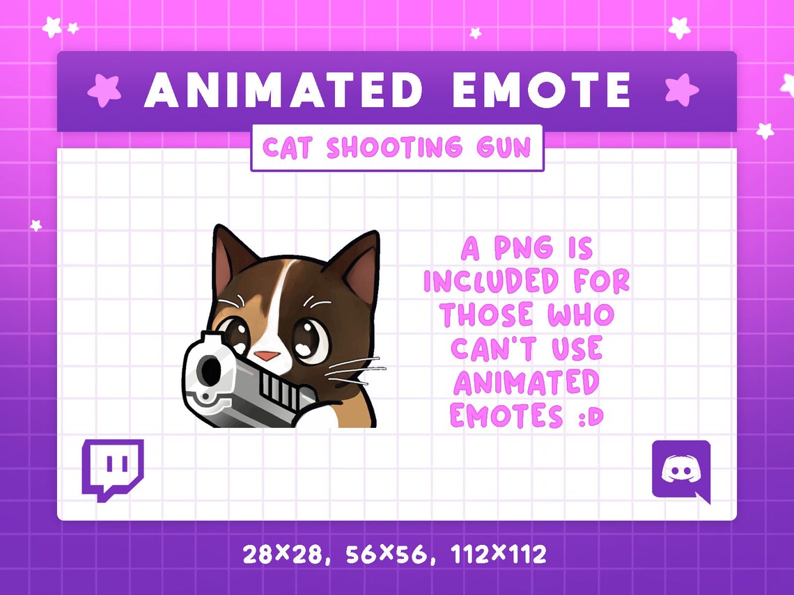 Animated Emote Cat Gun, Cute Kitty Cat, Funny Discord Emotes, Twitch ...