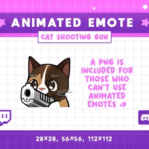 Animated Emote Cat Gun, Cute Kitty Cat, Funny Discord Emotes, Twitch ...