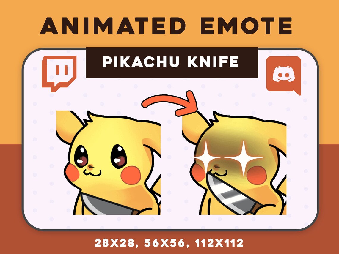 Animated Emote Pikachu Knife Emote Streamer Emote Pokemon - Etsy