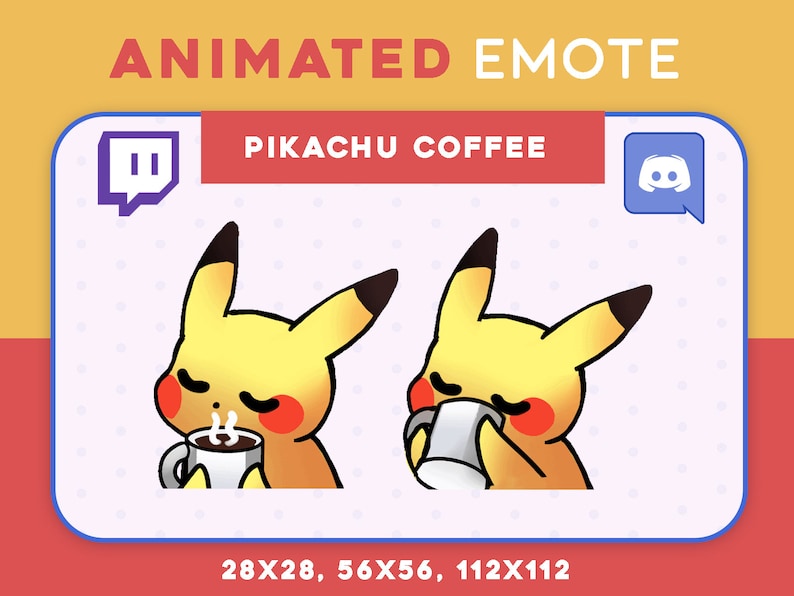 Animated PIKACHU COFFEE EMOTE | Drinking Tea | Cute Chibi Pika ...