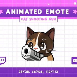 Animated Emote Cat Gun, Cute Kitty Cat, Funny Discord Emotes, Twitch ...