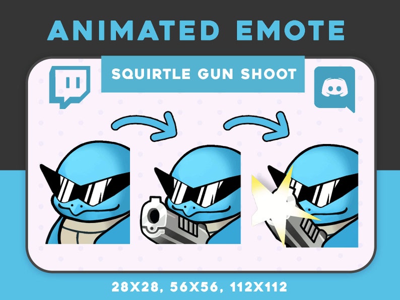 ANIMATED SQUIRTLE GUN Emote / Angry Cute Chibi / Funny Twitch - Etsy