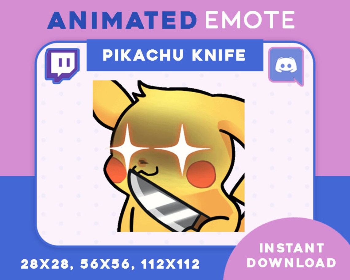 Animated Emote Pikachu Knife Emote Streamer Emote Pokemon - Etsy