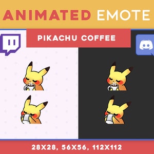 Animated PIKACHU COFFEE EMOTE | Drinking Tea | Cute Chibi Pika ...