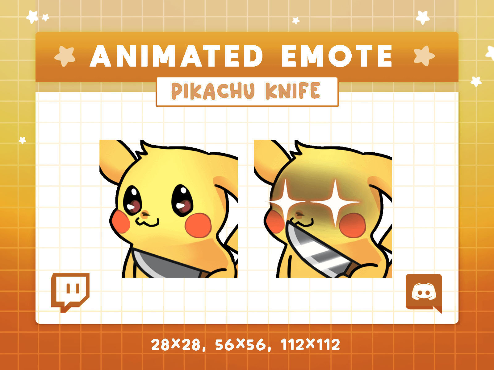 Emote animado Pikachu Cuchillo Emote / Emote de Streamer / Emote de ...